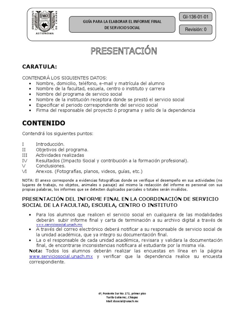 GI-136-01-01 Guia para La Elaborar El Informe Final de Servicio Social | PDF