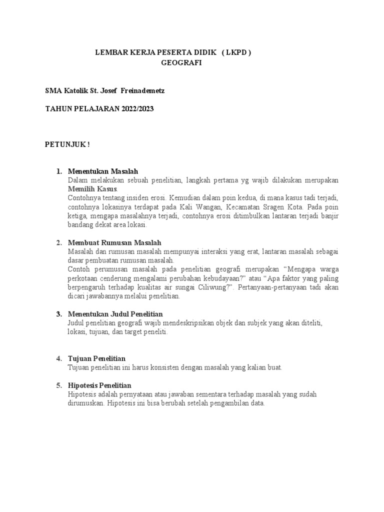 Lembar Kerja Peserta Didik | PDF