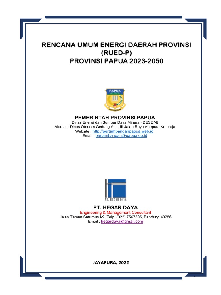 RUED Papua 2023-2050: Kebijakan Energi | PDF