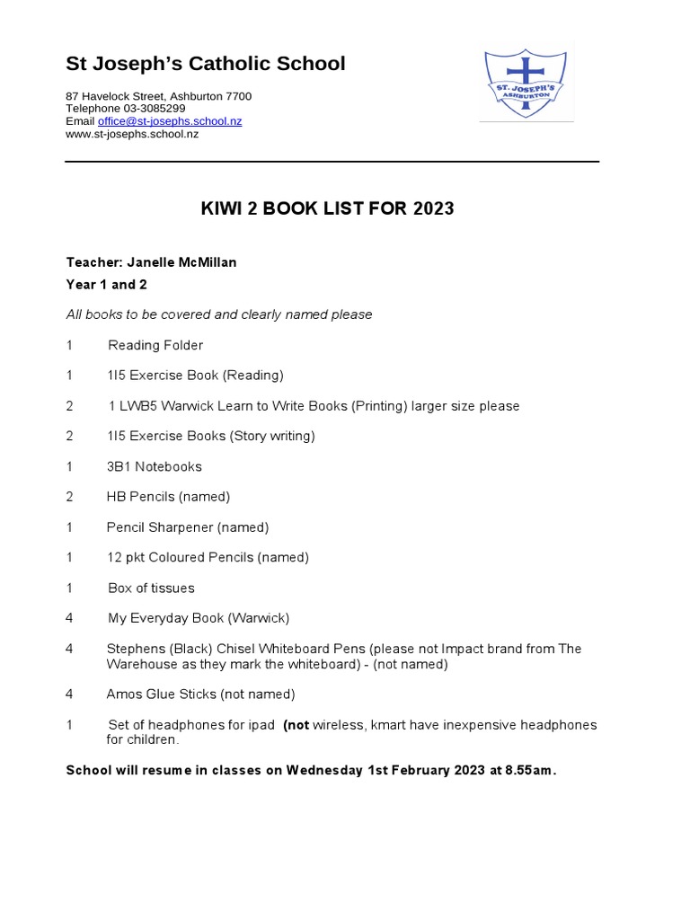 Kiwi 2 Booklist 2023 | PDF