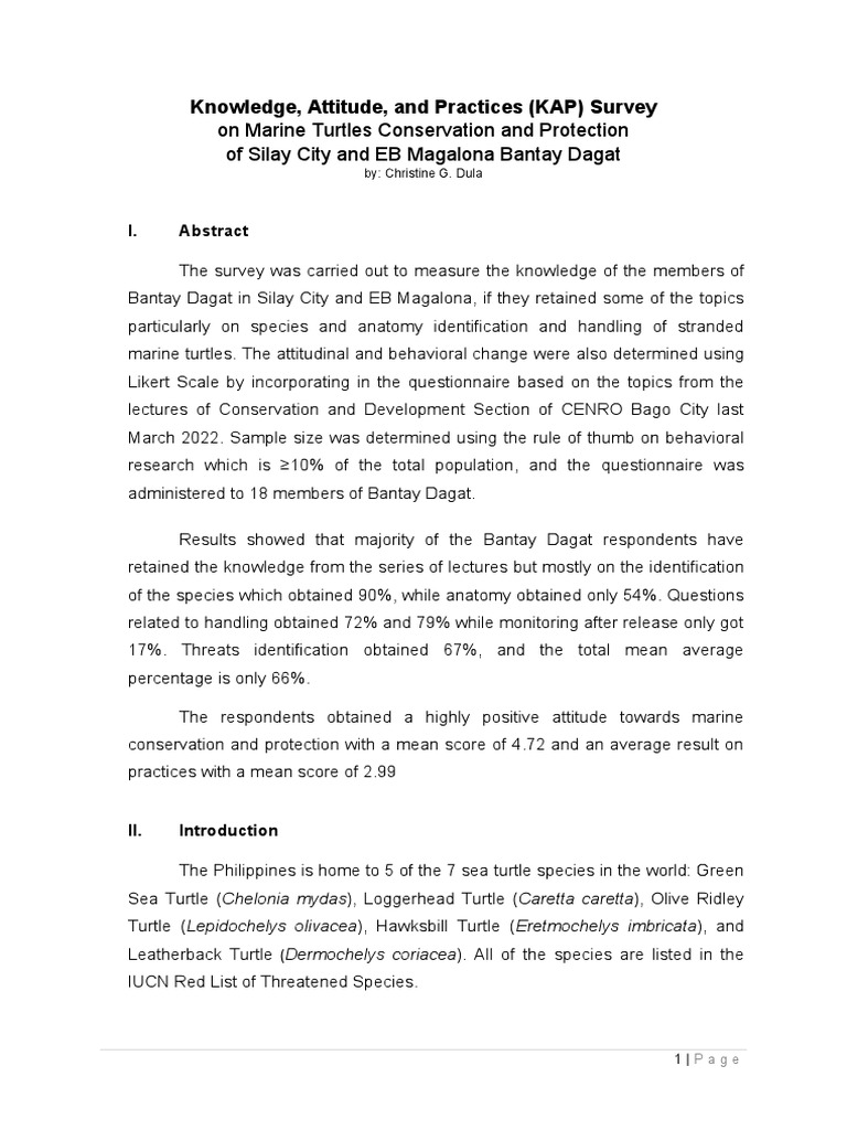 KAP Survey Analysis Report For Bantay Dagat of Silay City and EB Magalona | PDF | Social Science