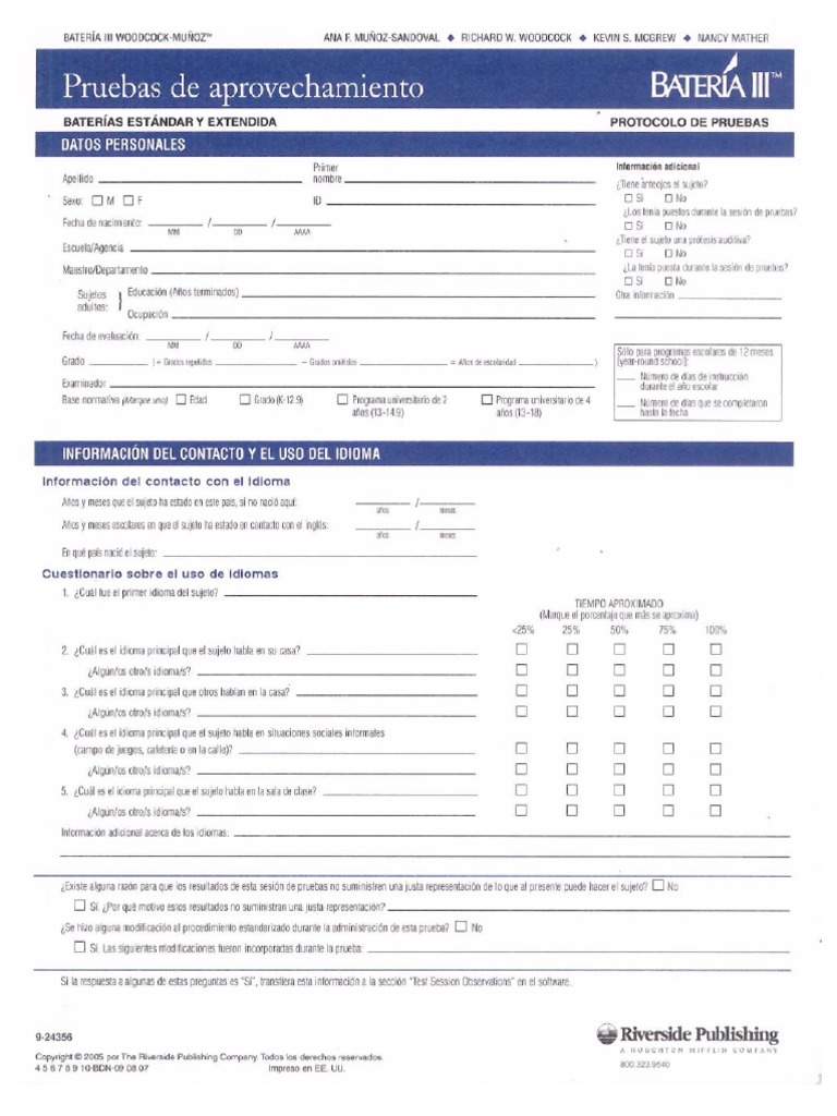 Batería III Protocolo | PDF