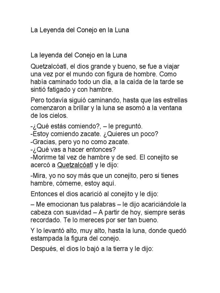 La Leyenda Del Conejo En La Luna Pdf