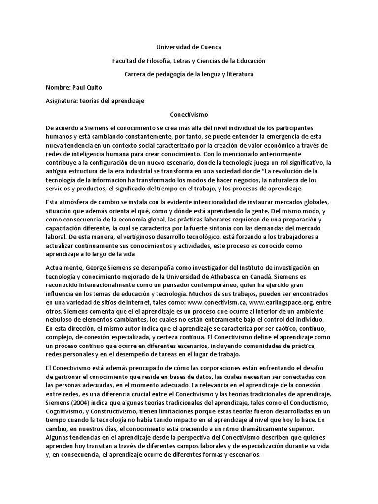 Apuntes Conectivismo | PDF | Ciencias sociales | Informática