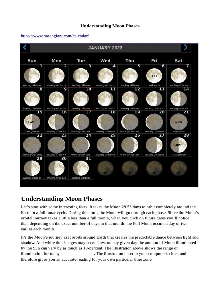 Understanding Moon Phases | PDF
