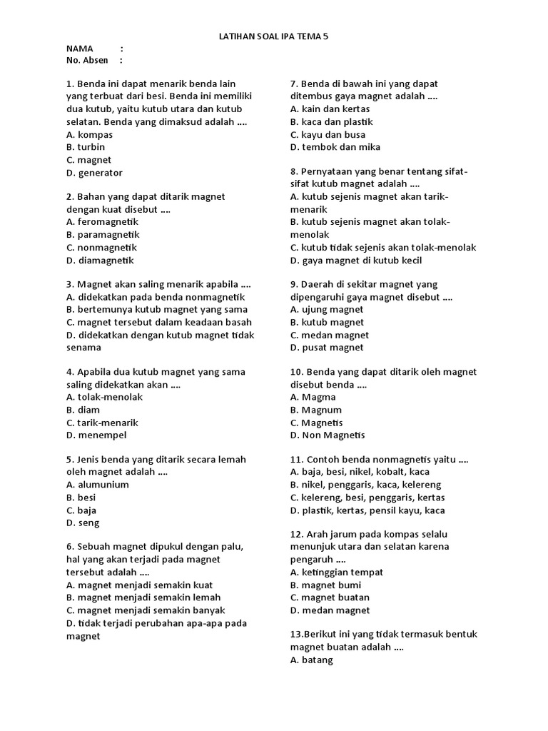 Latihan Ipa Magnet | PDF