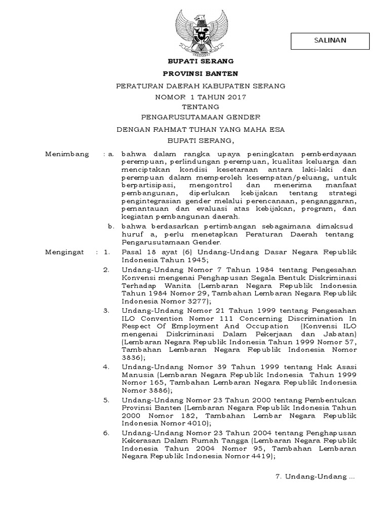 Perda Nomor01 Tahun 2017 Tentang Pug | PDF | Politik | Ilmu Sosial