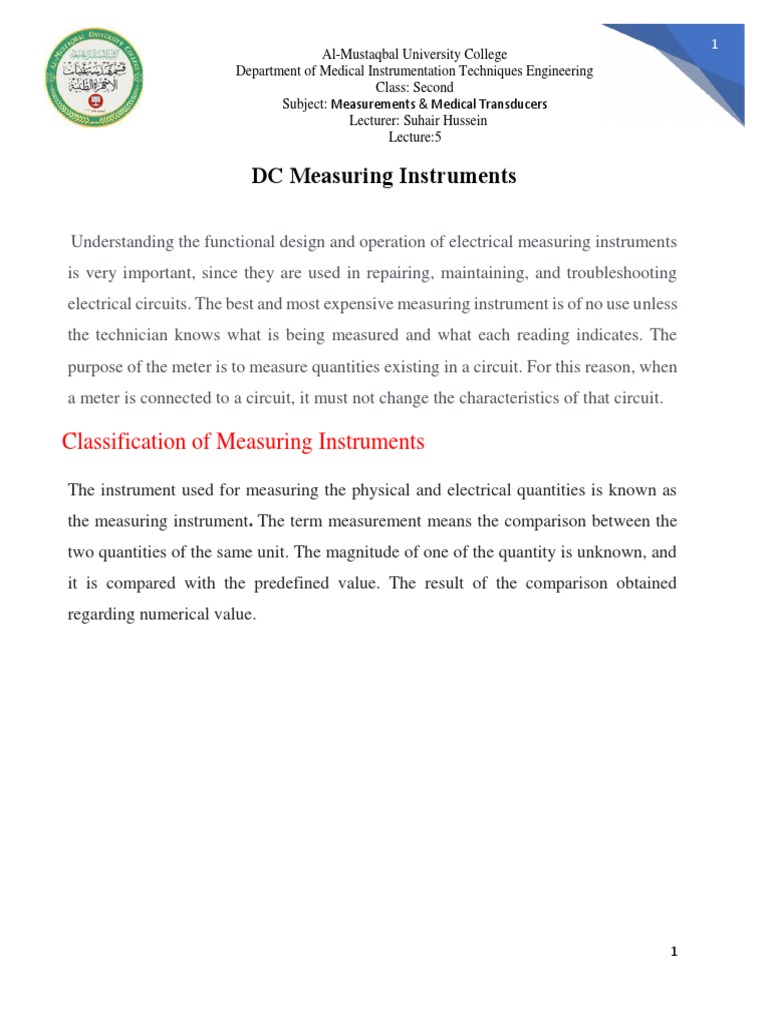 Dc Measuring Instruments Pdf
