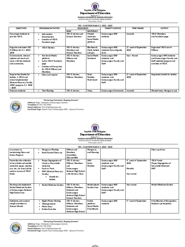 Yes o Action Plan | PDF