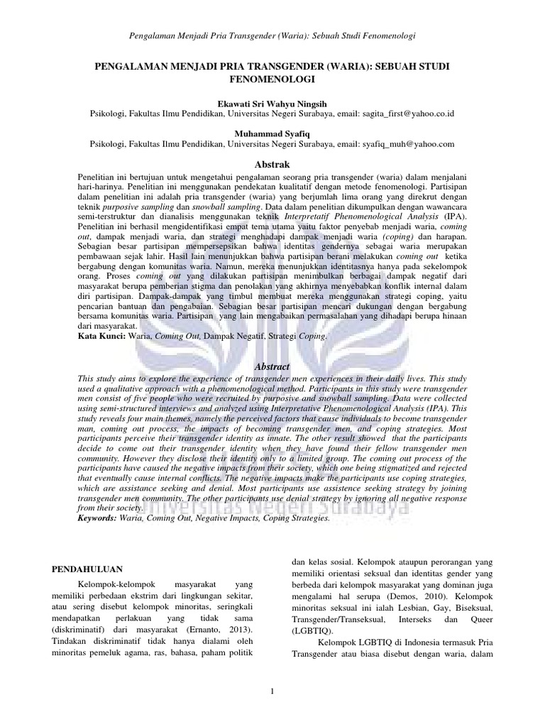 4 Pengalaman Menjadi Transgender | PDF