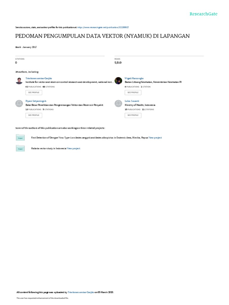 Pedoman Identifikasi Vektor | PDF | Microbiology | Epidemiology