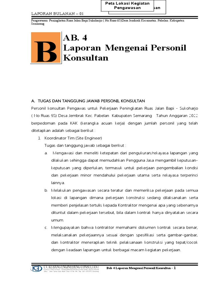 Bab 4 Laporan Personil Konsultan - Rev | PDF