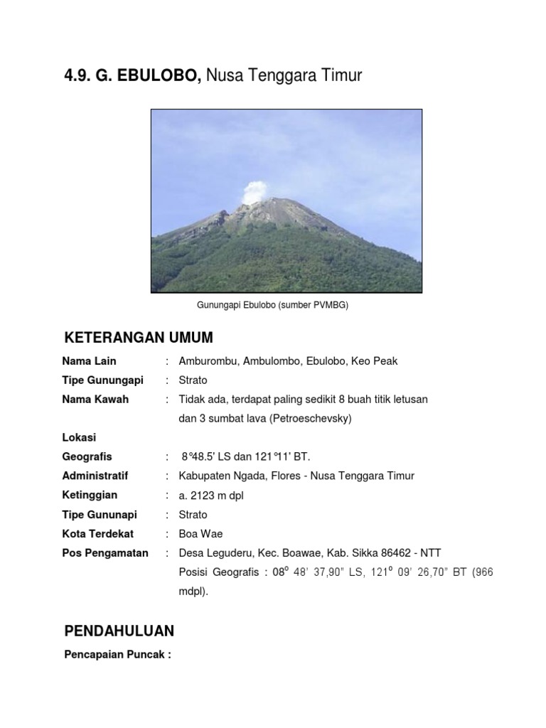 Gunung Ebulobo: Karakteristik dan Risiko | PDF | Sains & Matematika