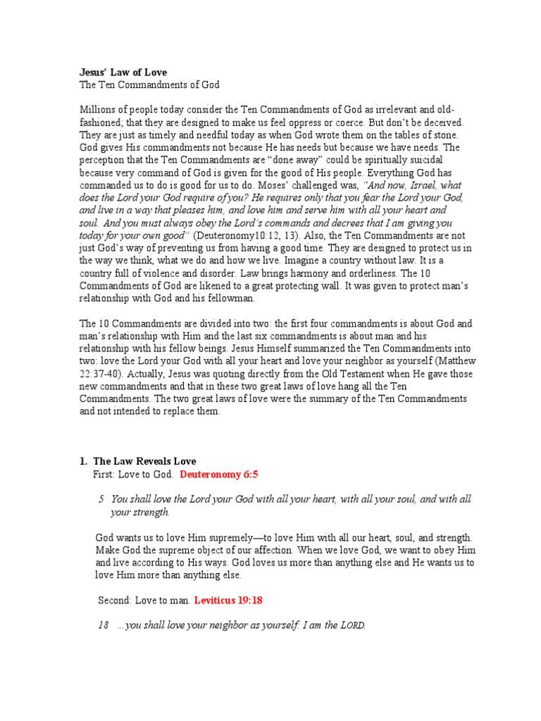 07 Jesus Law of Love | PDF | Names Of God In Judaism | Ten Commandments
