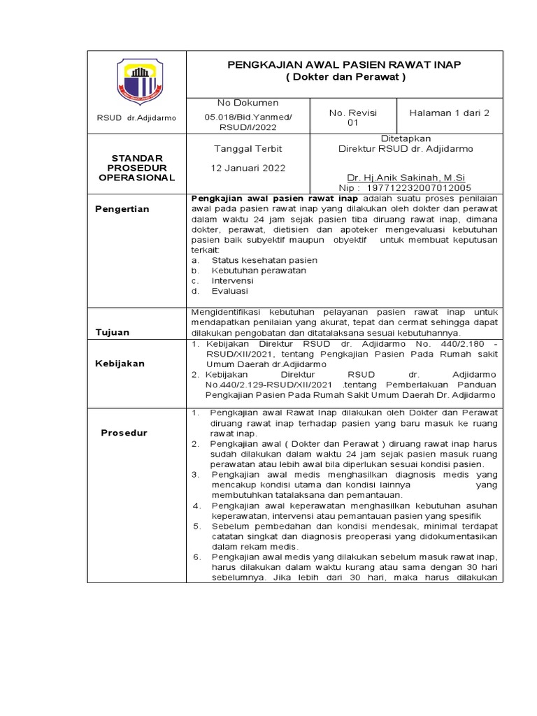 Pengkajian Awal Pasien Ranap (Dokter Dan Perawat) | PDF | Sains & Matematika | Pengembangan Diri