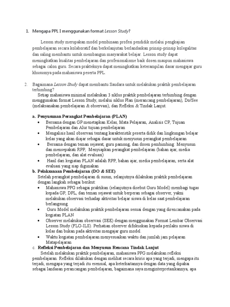 Pertanyaan Lesson Study | PDF