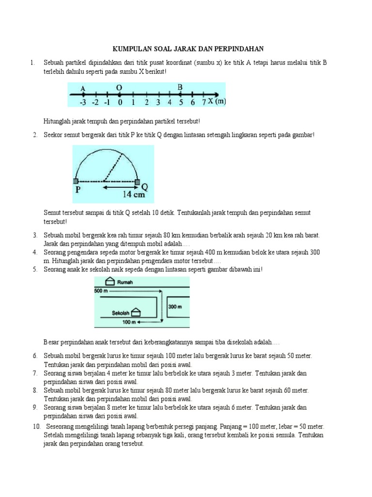 Soal Jarak dan Perpindahan Kelas 7 | PDF