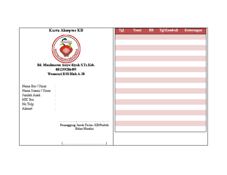 Kartu Akseptor KB | PDF