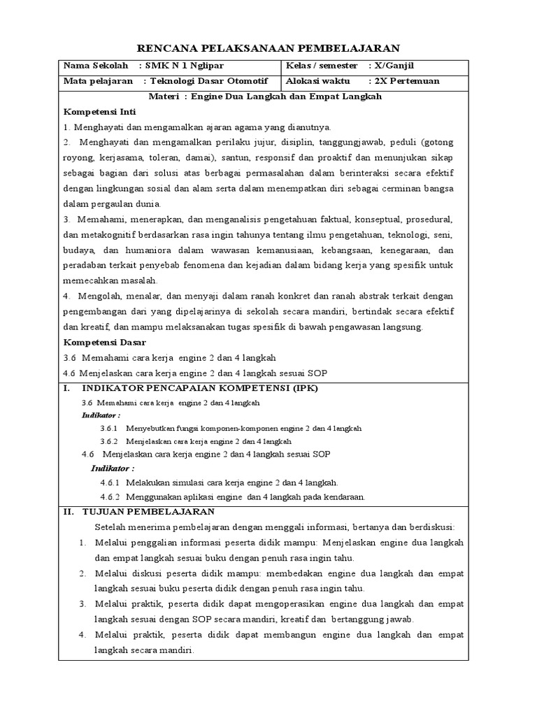 RPP Engine 2 Tak Dan 4 tak-RPP TDO | PDF
