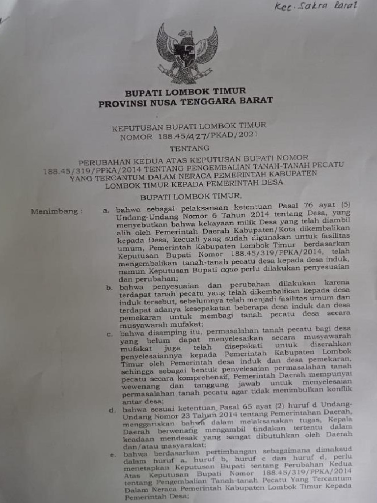 SK Tanah Pecatu | PDF