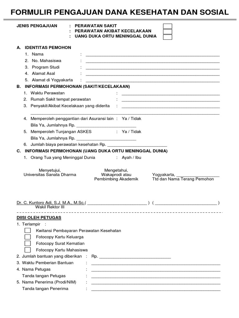 Form Pengajuan Dana Kesehatan | PDF