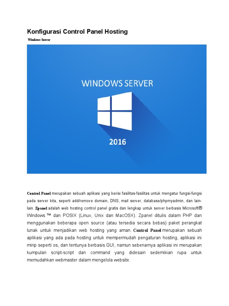 Konfigurasi Control Panel Hosting | PDF