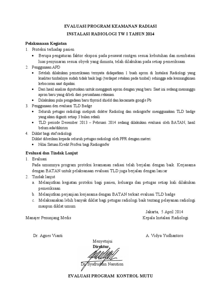 Evaluasi Program Radiologi TW I Dan II 2014 | PDF
