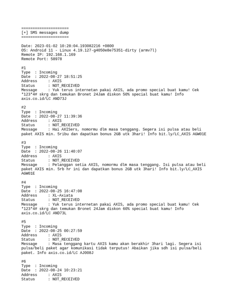 Sms Dump 20230102102803 | PDF | Telecommunications
