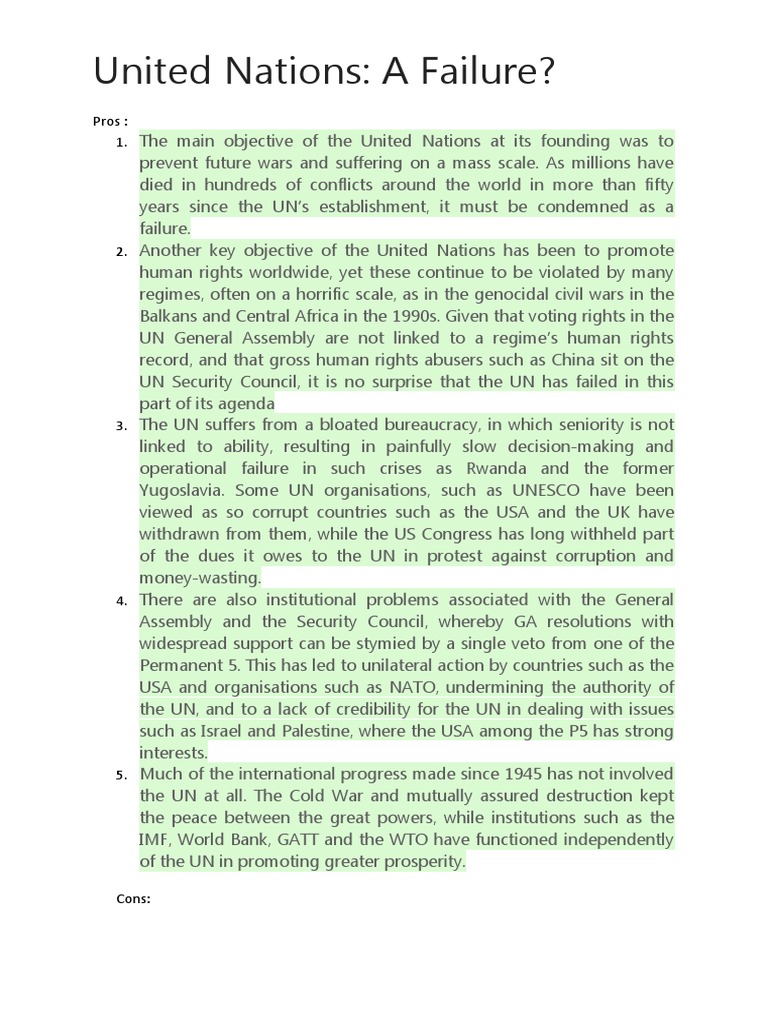 UN Has Failed | PDF | United Nations | International Relations