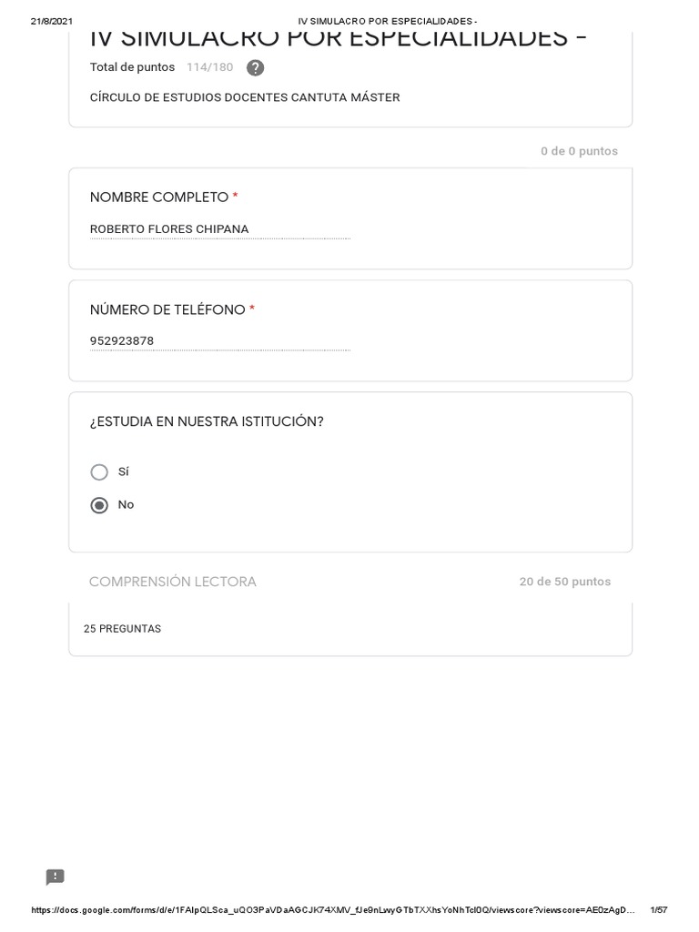 IV Simulacro Por Especialidades - Resultados | PDF | Residuos | Imprenta