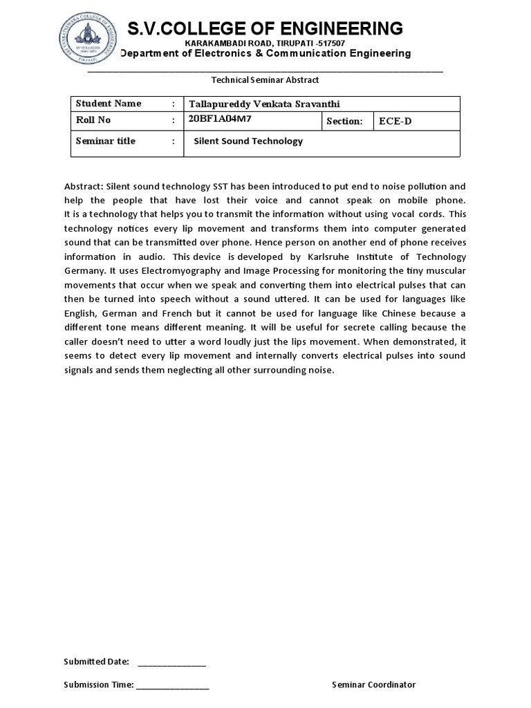 Technical Seminar Abstract | PDF