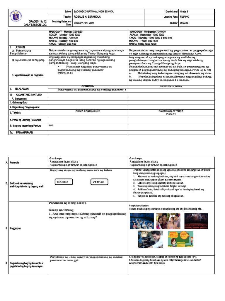 DLL Filipino 9 | PDF