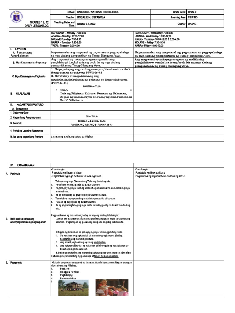 DLL Filipino 9 | PDF