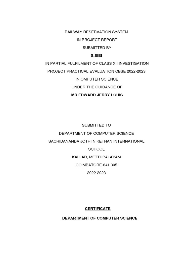 Railway Reservation System Project Report Pdf Software Testing