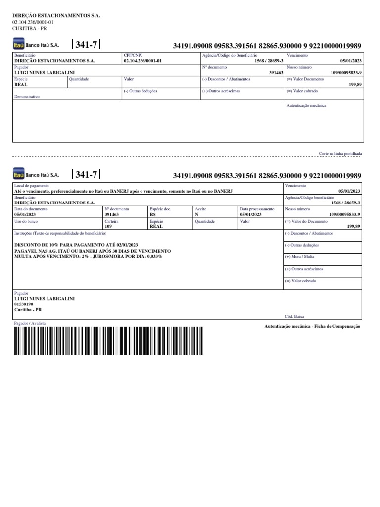 Boleto 986123 391463 05012023 | PDF | Bancos | Brasil