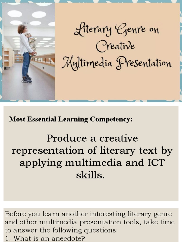 Literary Genre On Creative Multimedia Presentation | PDF | Multimedia | File Format