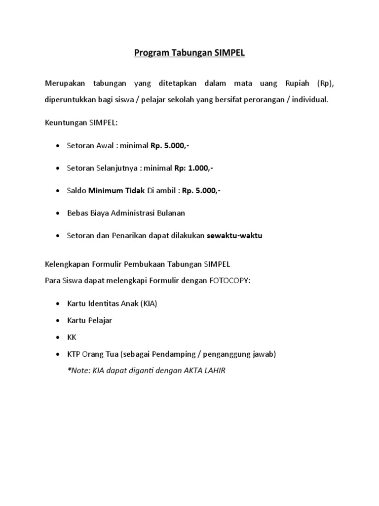 Tabungan SIMPEL untuk Pelajar | PDF | Karier & Perkembangan | Bisnis