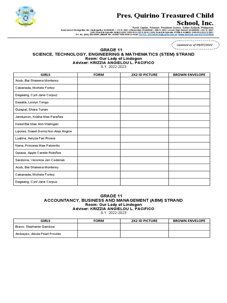 Master List Guidance Form | PDF | Education Theory | School Types