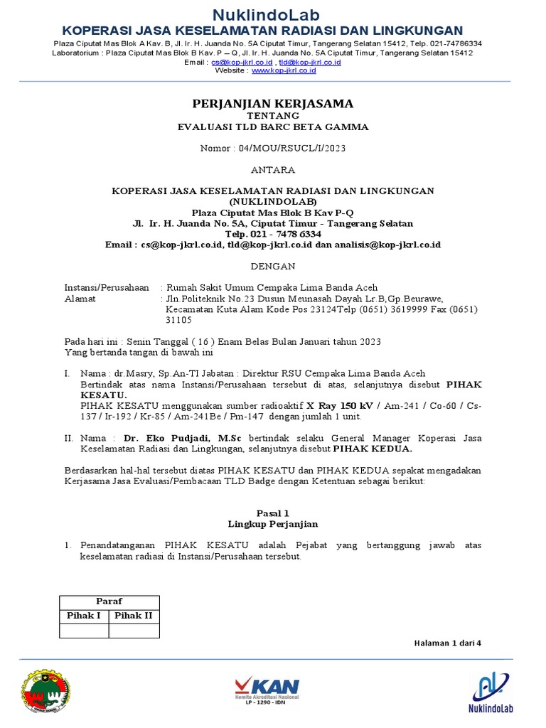 MoU Evaluasi TLD BARC Rev1 Apr2022 | PDF