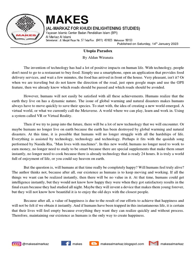 Utopia Paradox | PDF | Happiness