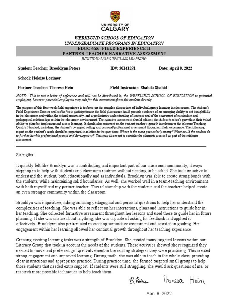 Field 2 Narrative Assessment | PDF | Teachers | Teaching Method