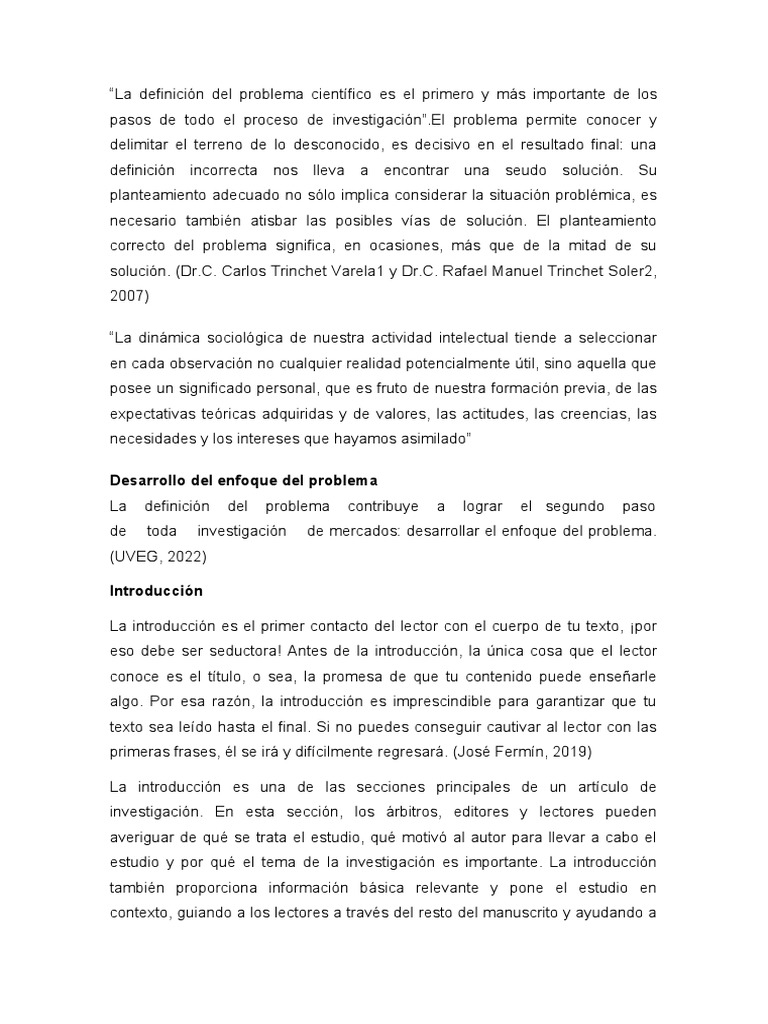 La definición del problema científico es el primero y más importante de ...