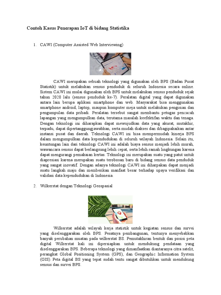 Contoh Kasus Penerapan IoT Di Bidang Statistika | PDF