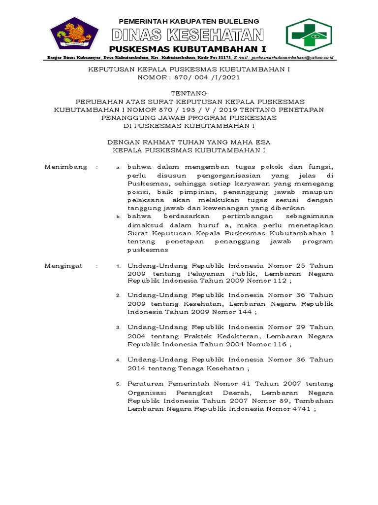 SK PJ Program Revisi | PDF