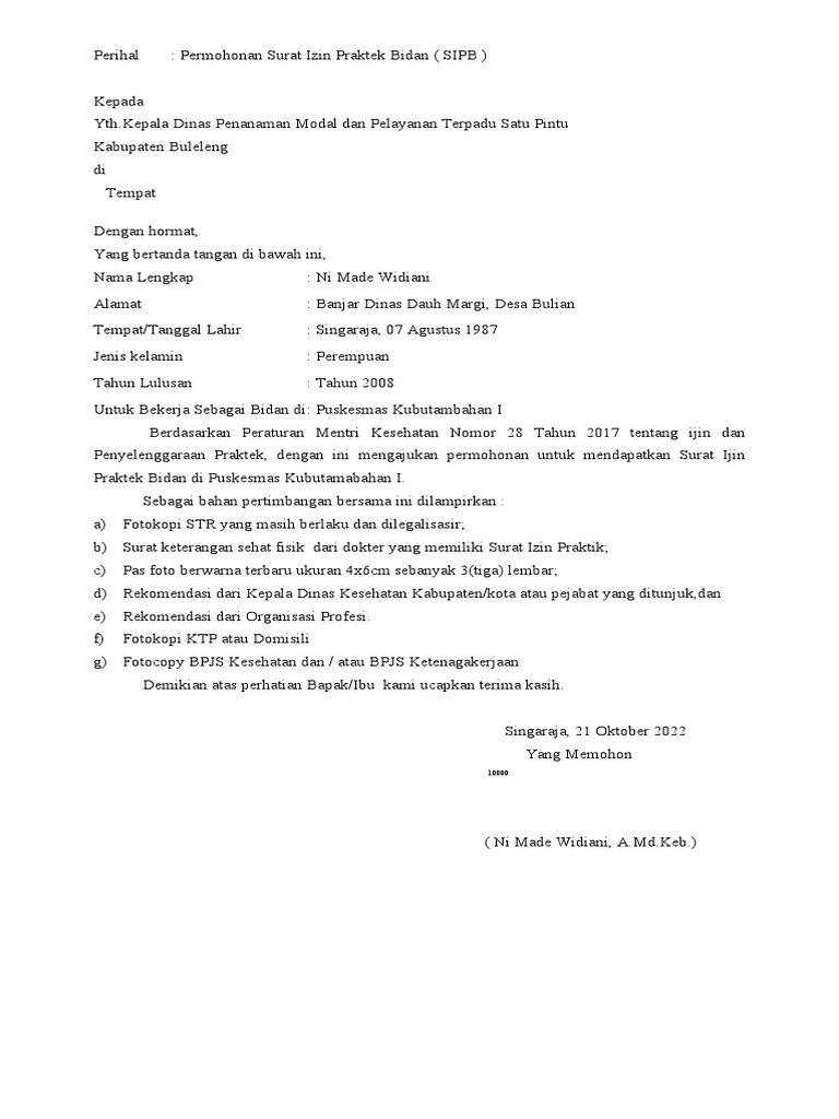 SIPB Urus Ijin PMB Irina 2022 | PDF