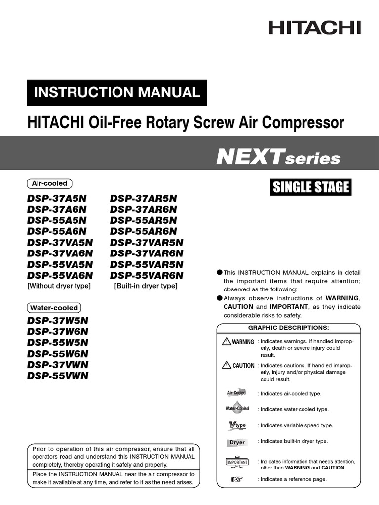Hitachi DSP Air Compressor Manual | PDF | Civil Engineering | Building ...