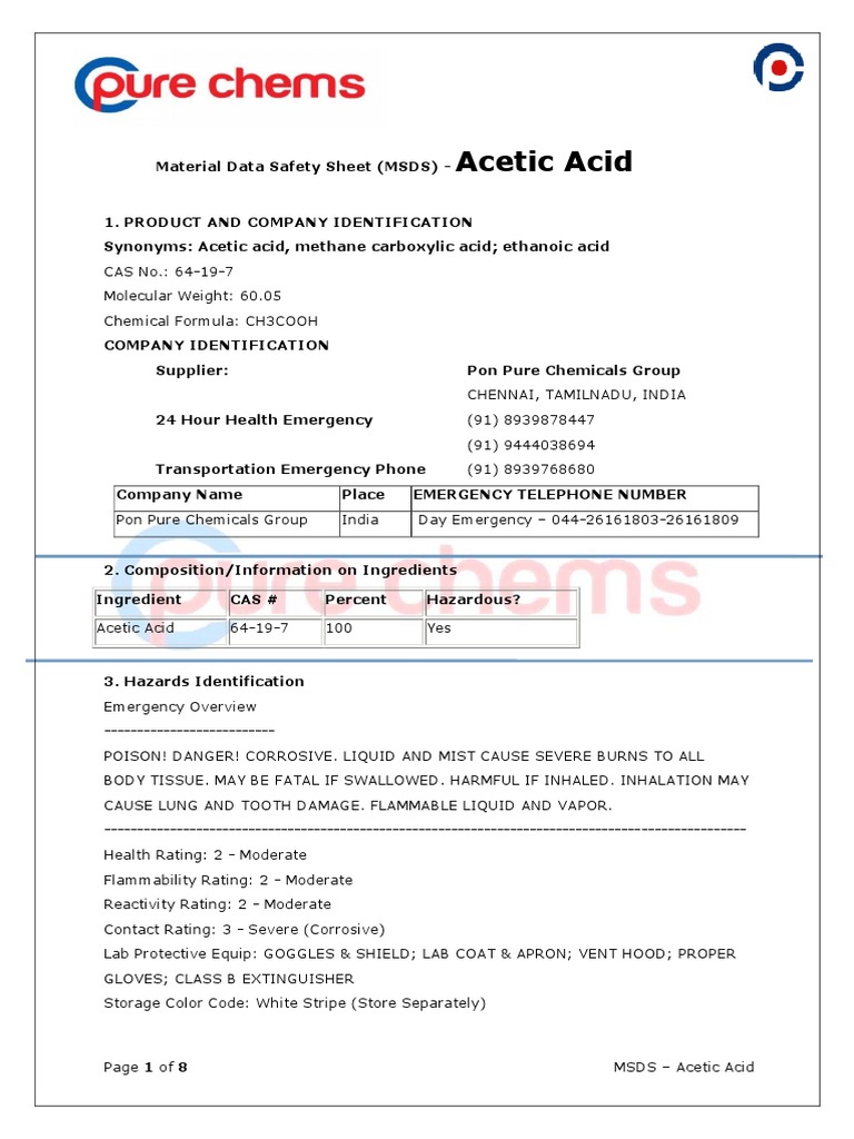 Aceticacid | Download Free PDF | Dangerous Goods | Water