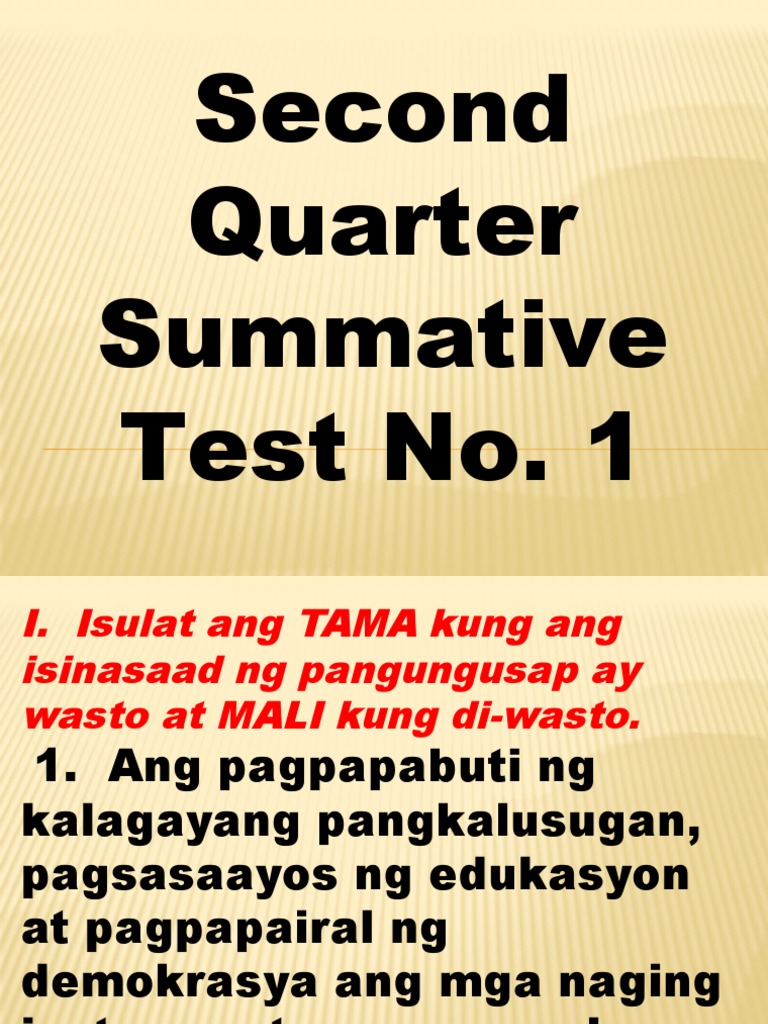 2nd Quarter Summative Test | PDF