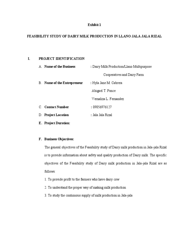 Dairy Milk Production Feasibility Study | PDF | Dairy | Dairy Farming