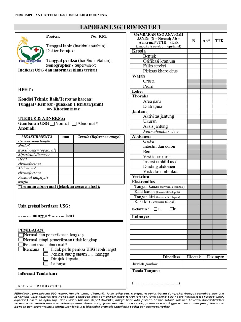 Form Hasil Usg TM 1 | PDF